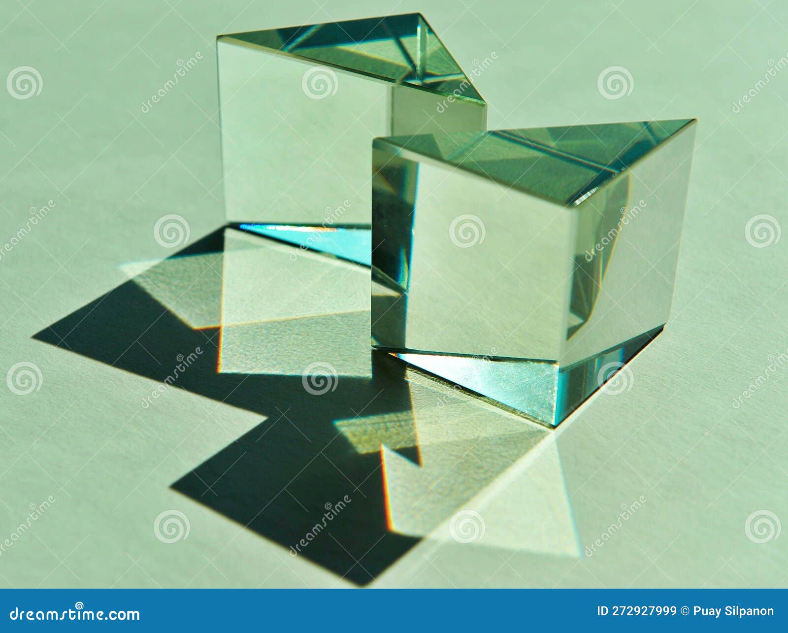 Two Triangular Glass Cube Prisms Refract Natural Light into Shade and ...