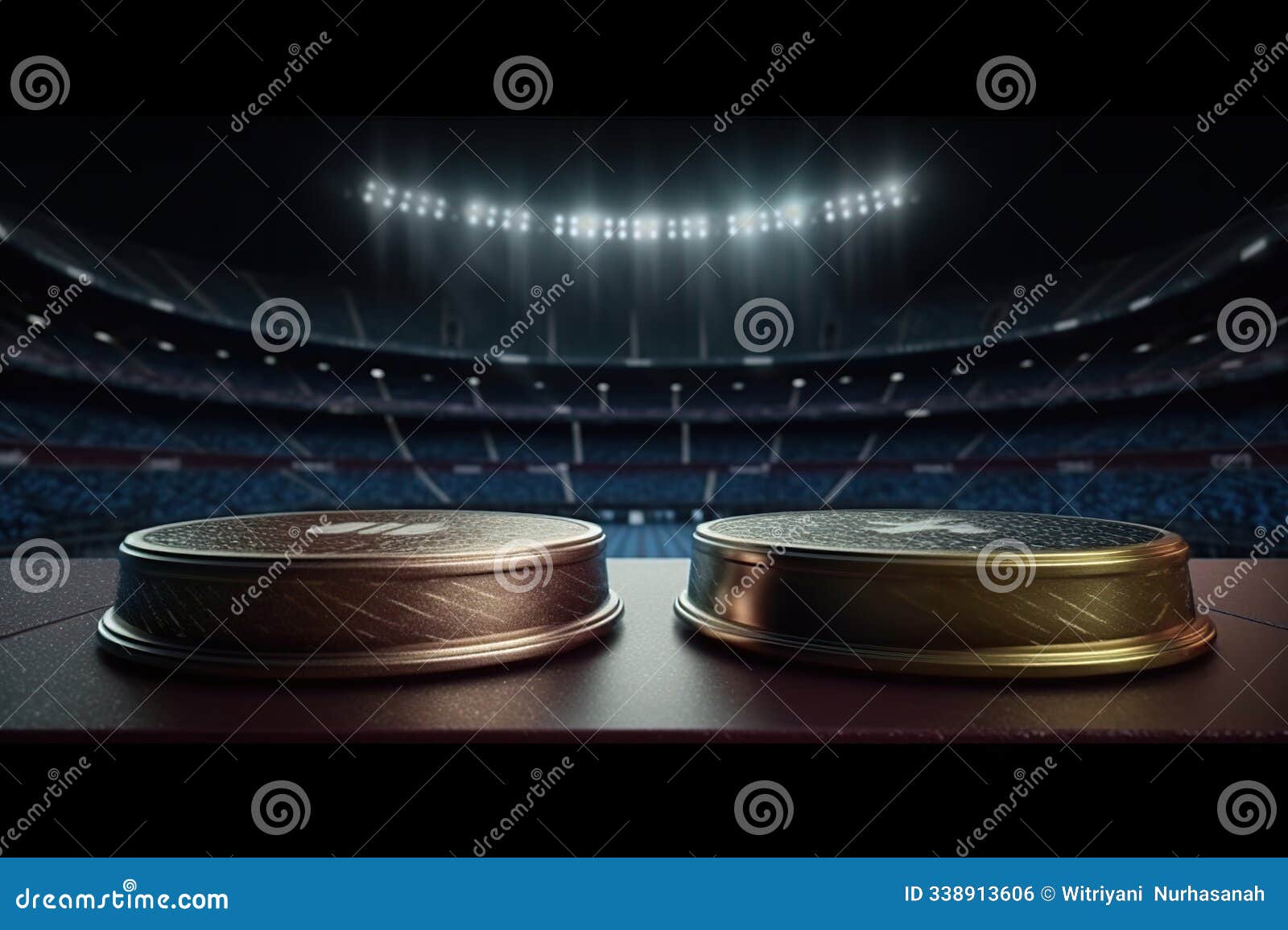 Two Trophy Stands in Front of Stadium Stock Illustration - Illustration ...