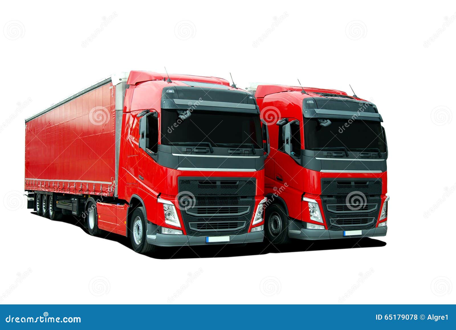 Two Truck with Semi Trailers Stock Photo - Image of haul, shipping ...