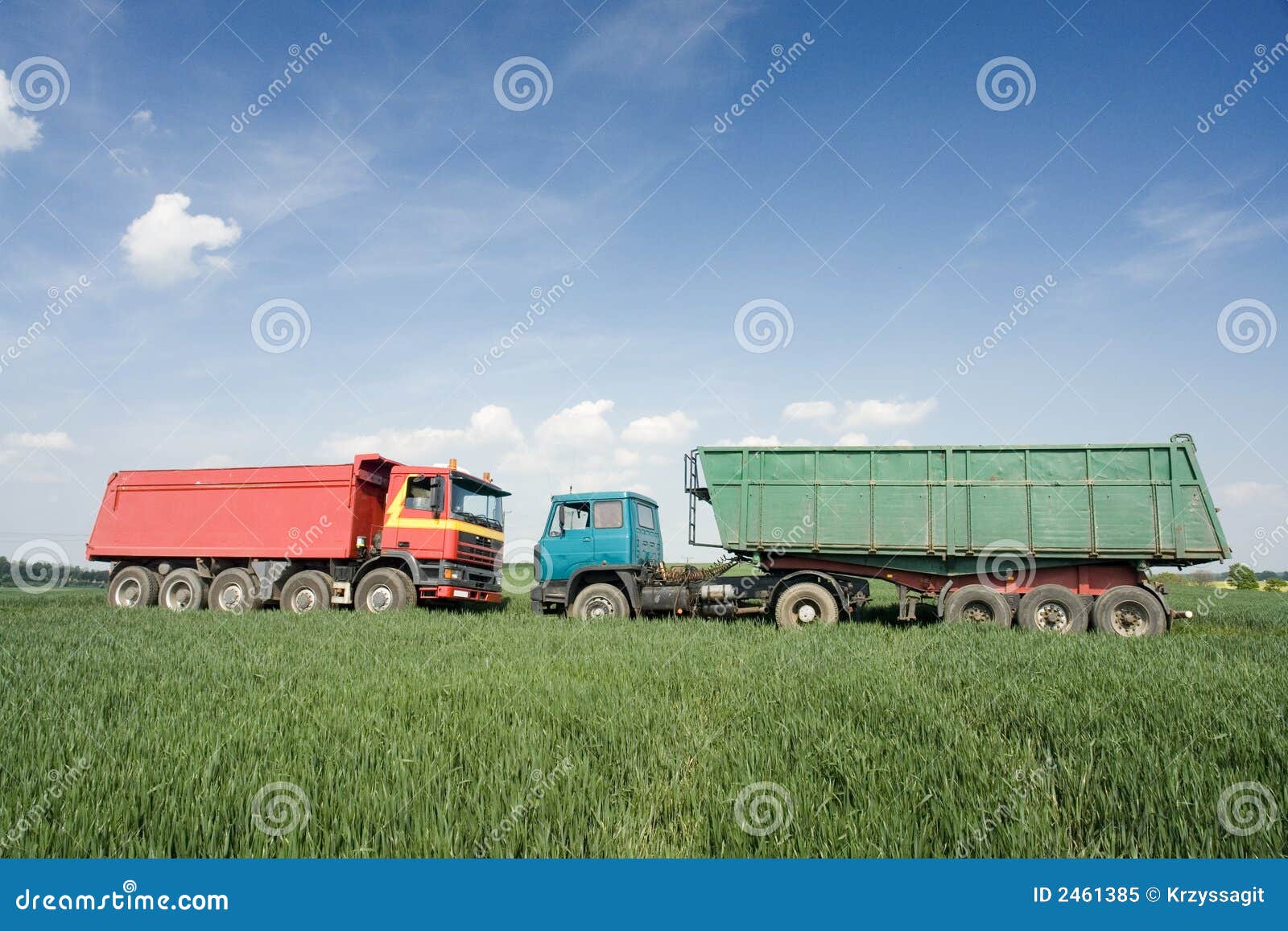 Two Trucks stock image. Image of heavy, meadow, grass - 2461385