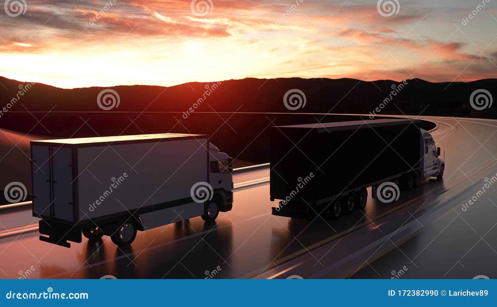 Two Trucks on the Road. Transports, Logistics Concept Stock ...