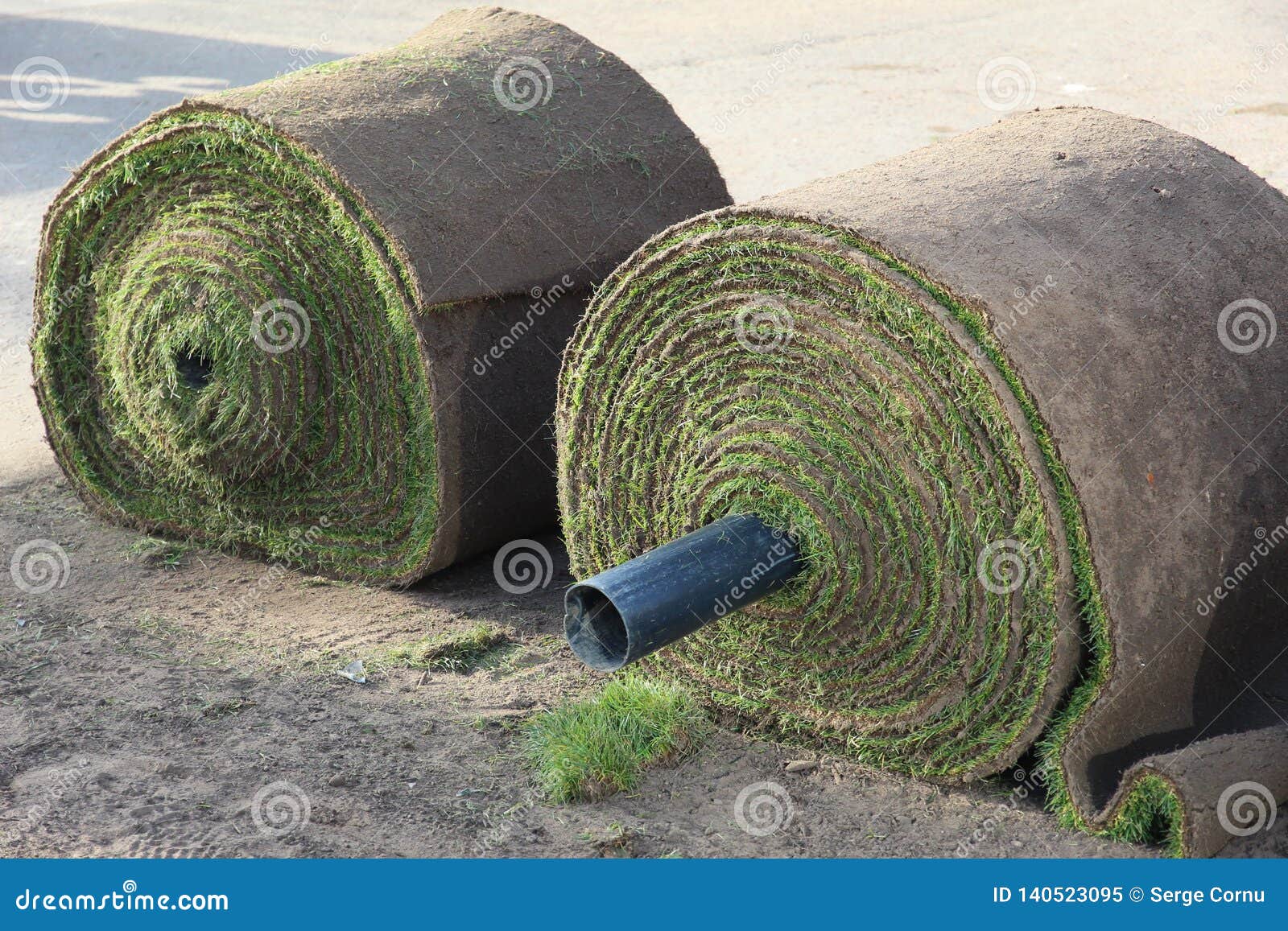 Two Turf Rolls stock image. Image of springtime, industry - 140523095