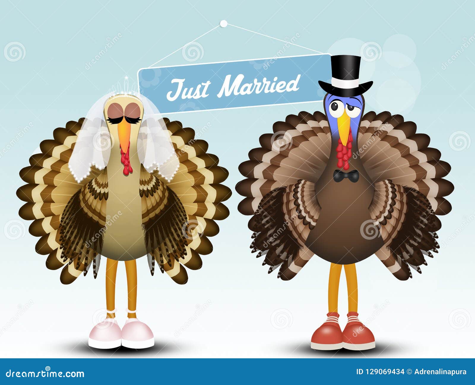 Turkeys Family Stock Illustration Illustration Of Thank