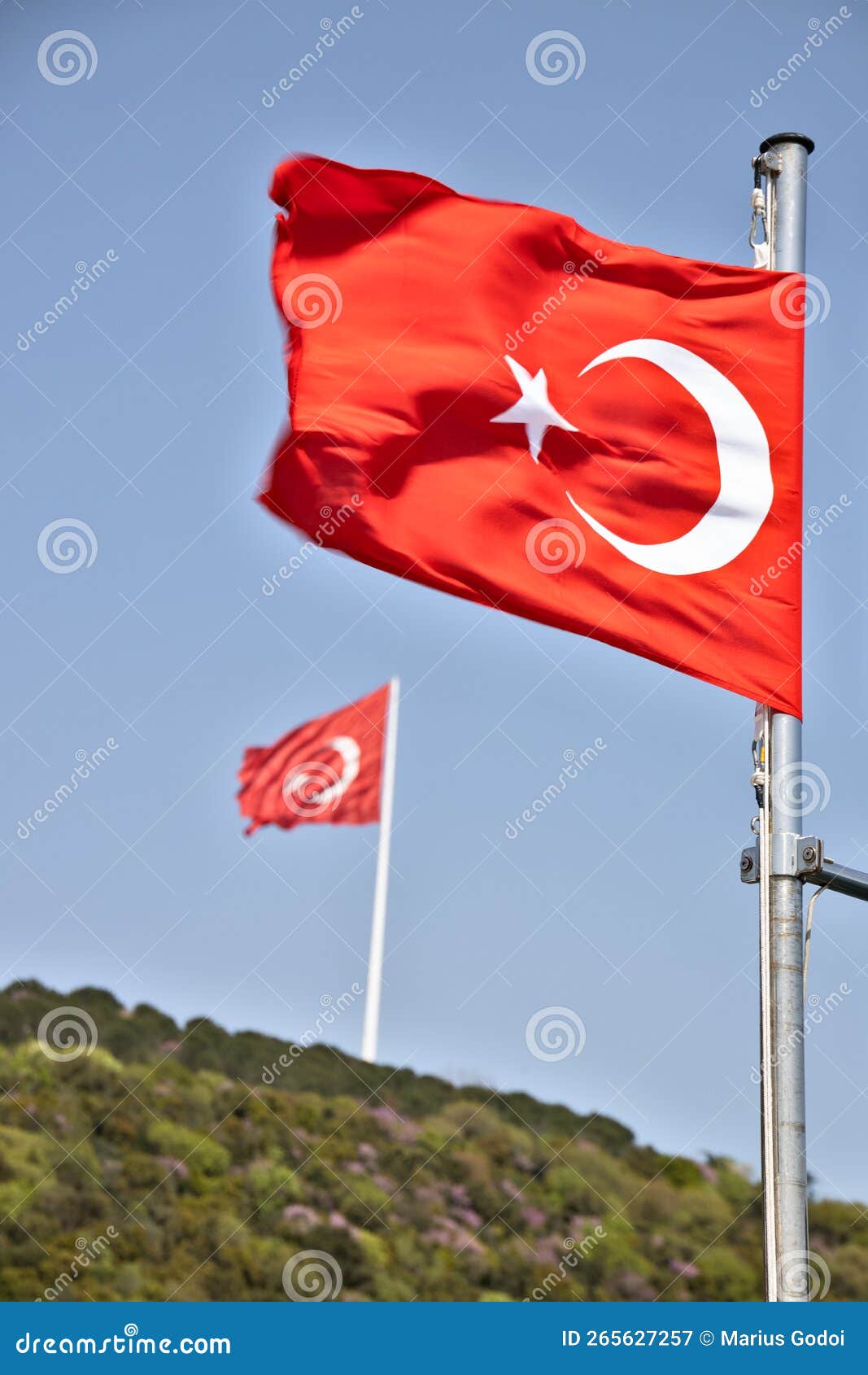 Turkish flags waving stock image. Image of turkish, country - 265627257