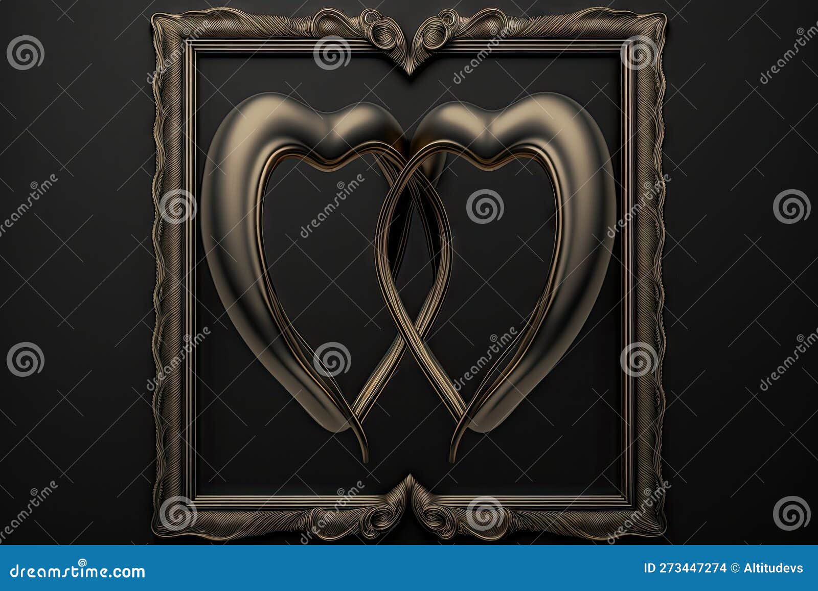 Two Turned into Heart with Frame on Dark Background Stock Illustration ...