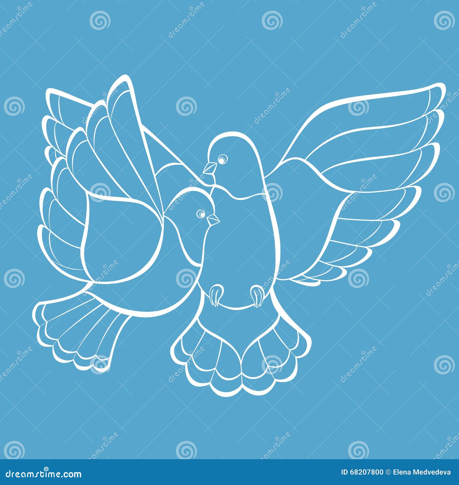 Two turtle doves . stock vector. Illustration of nature - 68207800