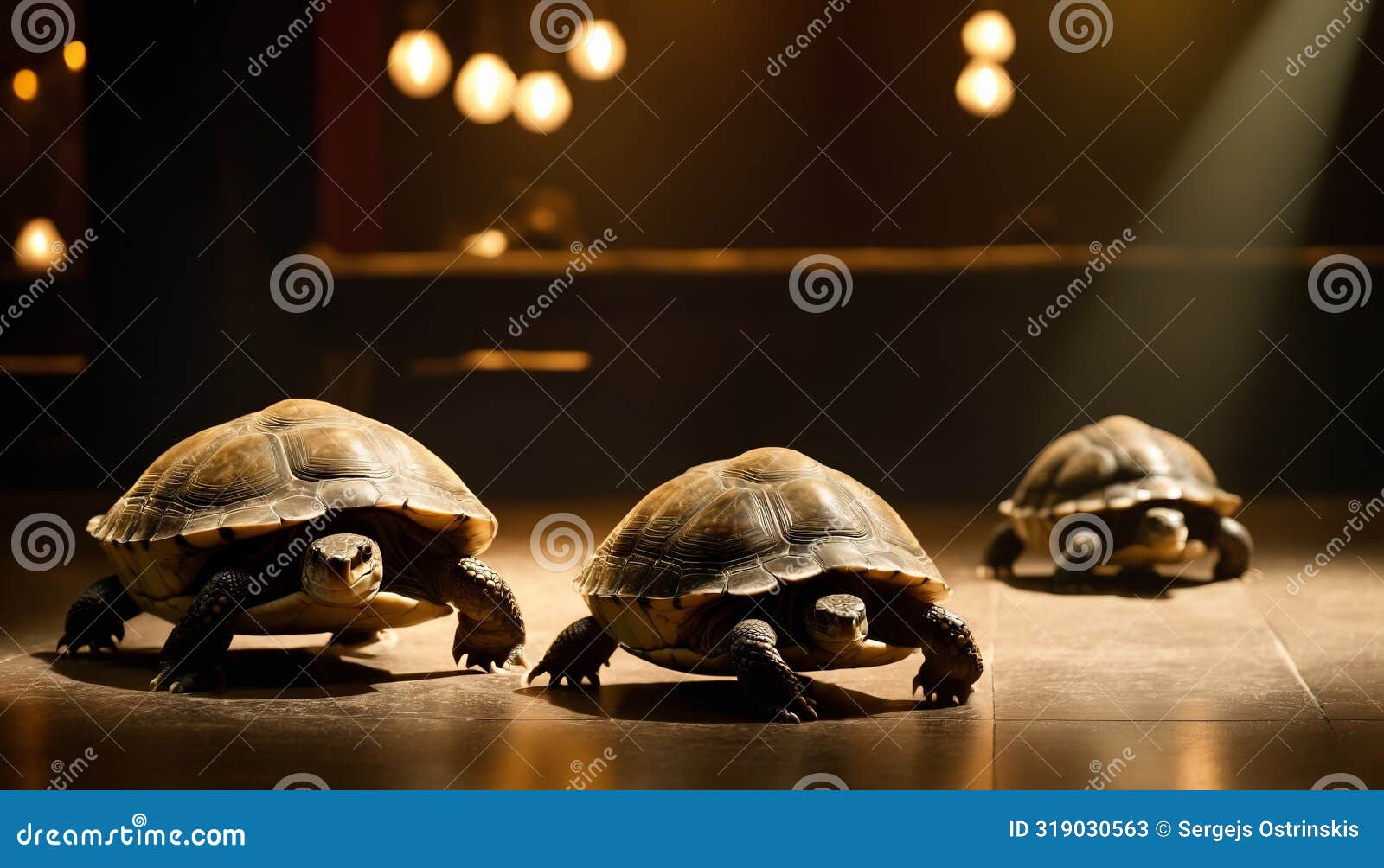 Two Turtles are Facing Each Other on a Wooden Surface Stock Image ...