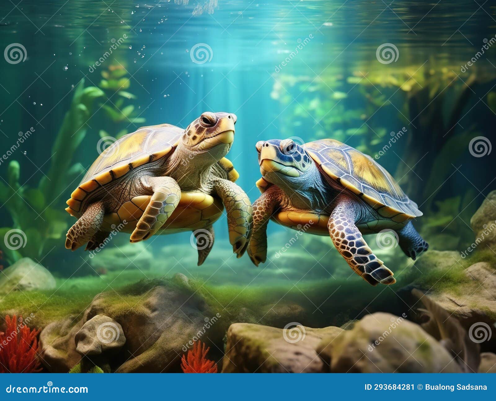 Ai Generated Illustration Wildlife Concept of Two Turtles Stock ...