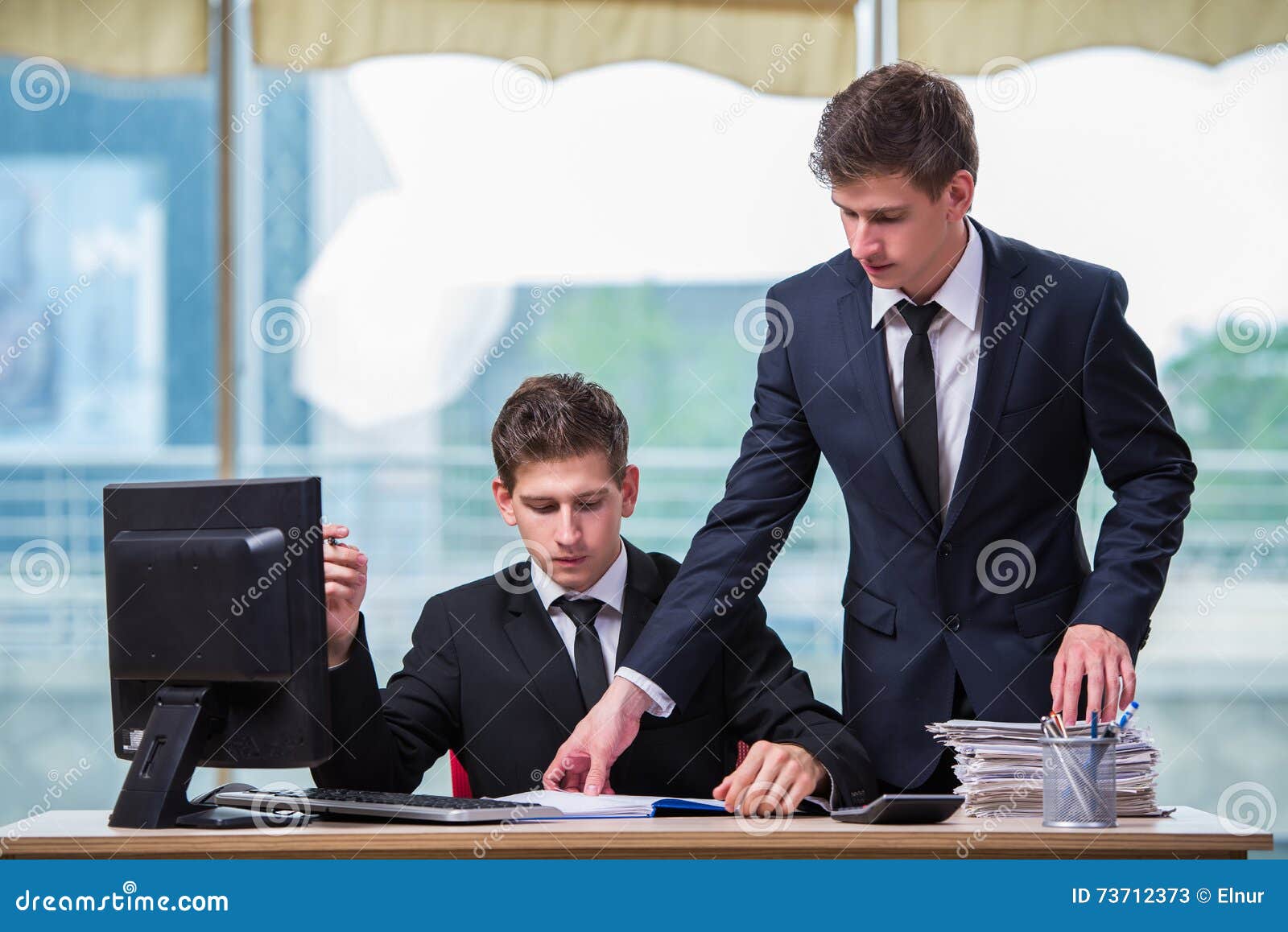 The Two Twin Brothers Discussing Business Project Stock Image - Image ...