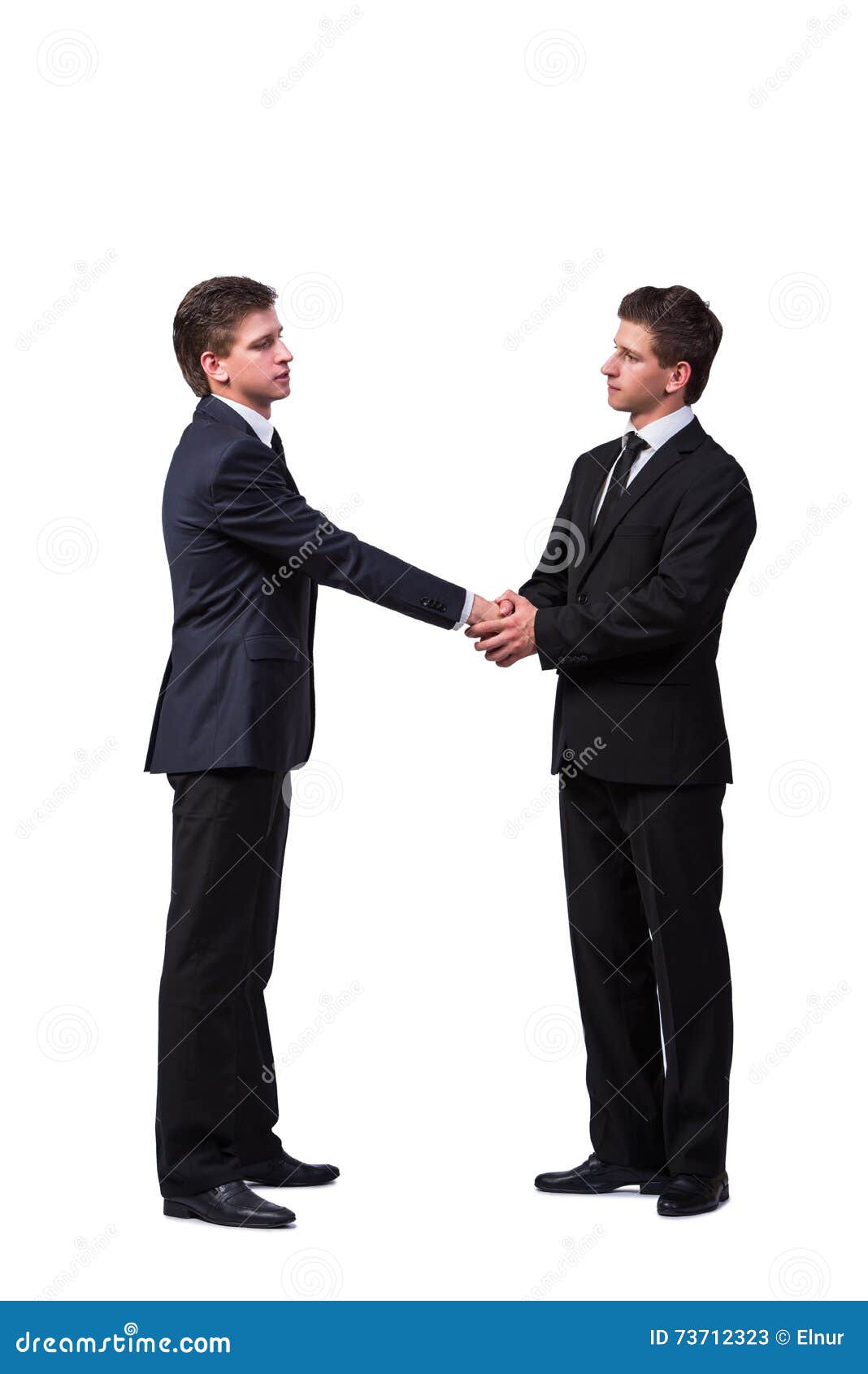 The Two Twin Brothers Handshaking Isolated on White Stock Image - Image ...