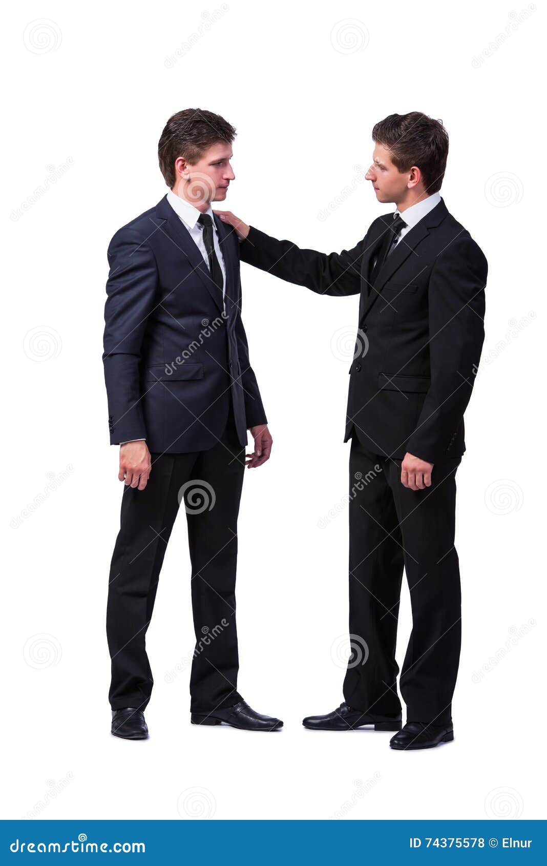 The Two Twin Brothers Handshaking Isolated on White Stock Photo - Image ...