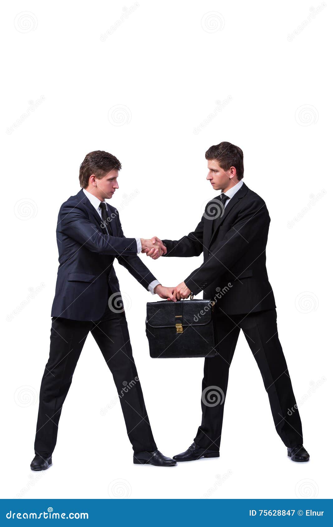 The Two Twin Brothers Handshaking on White Stock Image - Image of ...