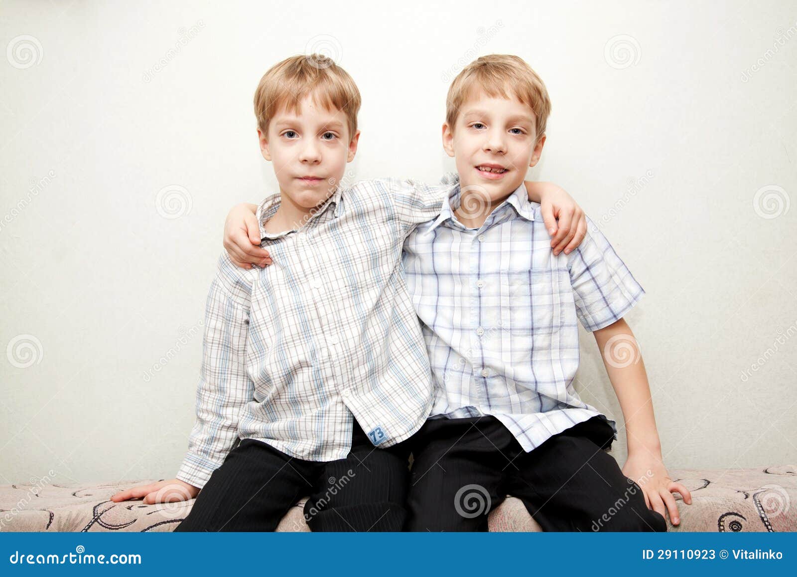 Two Twins Brothers Hugging and Smiling. Stock Image - Image of human ...