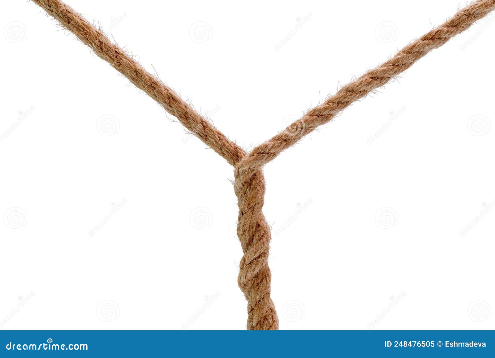 Two Twisted Link of the Tense Ropes Crossing Isolated Stock Image ...