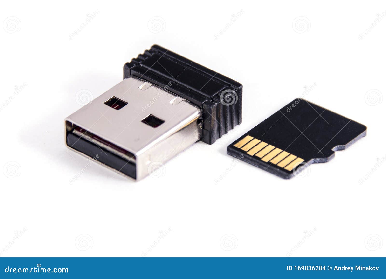 Two Type Usb Memory Stick MicroSD Isolated Stock Photo - Image of black ...