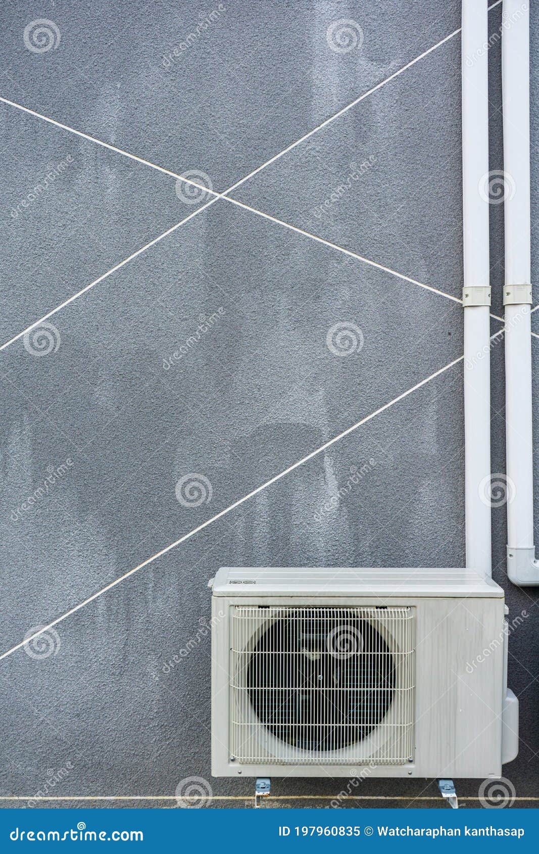 Two Types Air Conditioner Compressor Coil Installation on Wall Stock ...