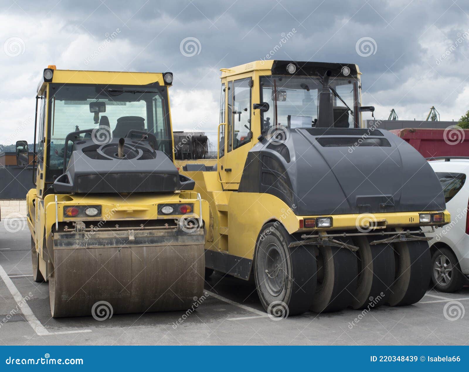 Two Types of Asphalt Rollers Next To Each Other Close Stock Image ...