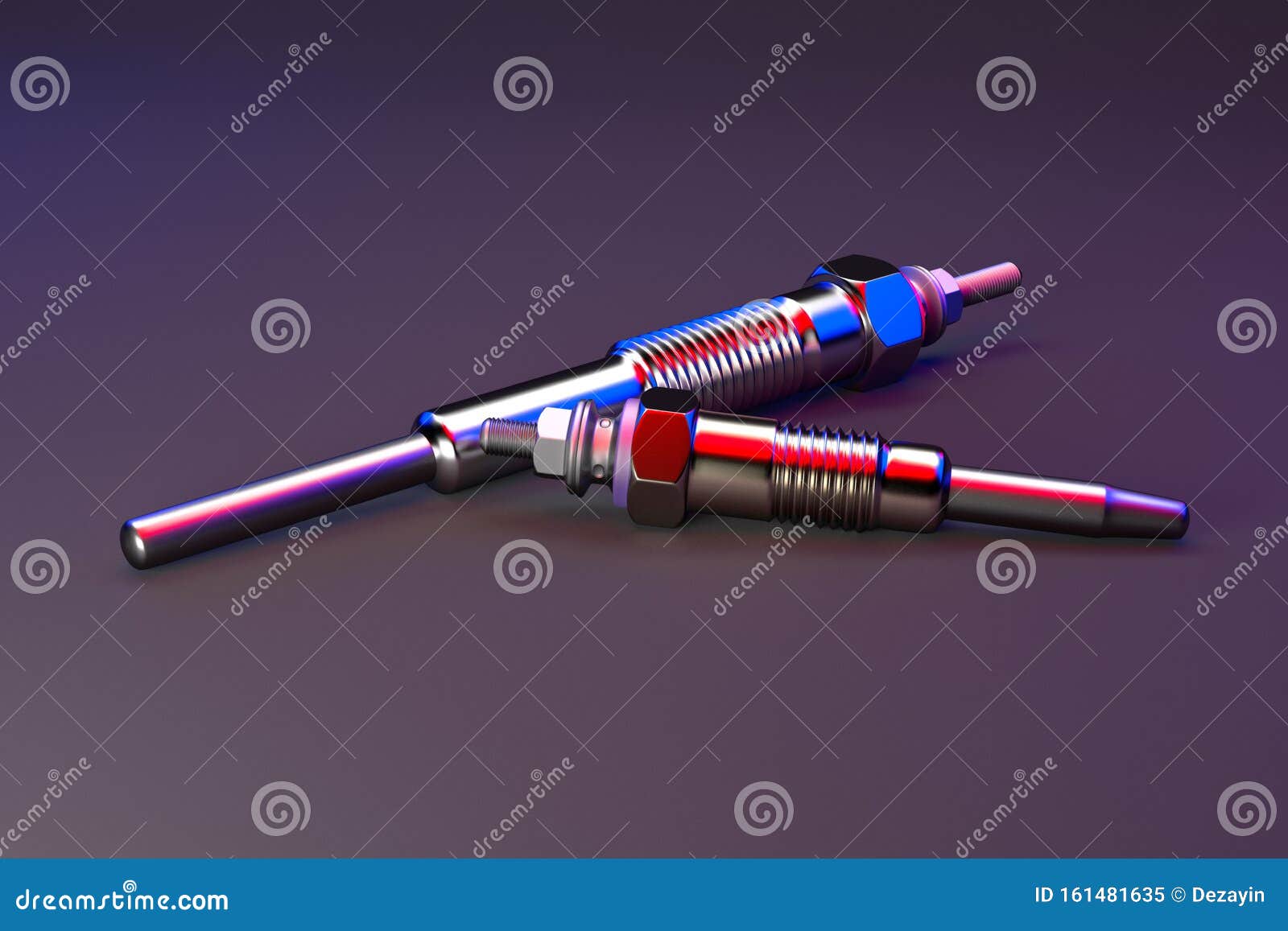 Two Types Of Glow Plug On A Dark Background. 3d Rendering Royalty-Free ...