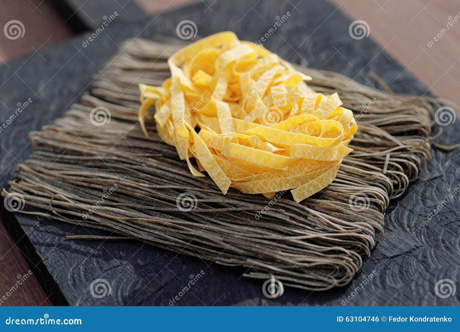 Two Types of Pasta on Wooden Plank Stock Photo - Image of plank ...
