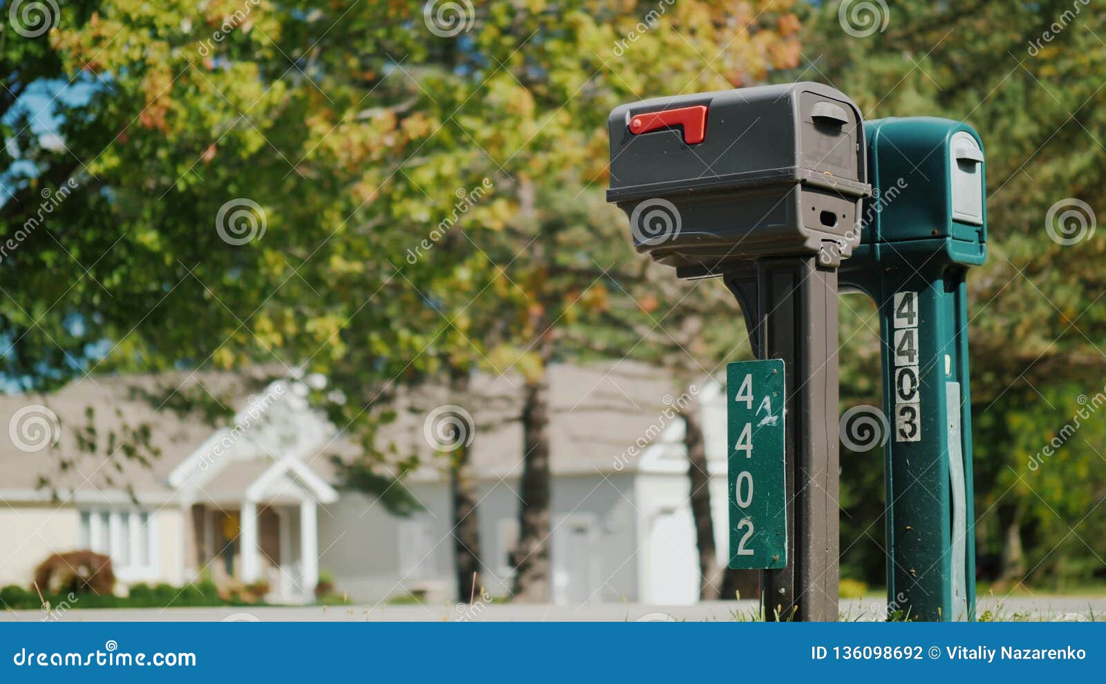 Two Typical American Outdoors Mailboxes. Clear Sunny Day. Editorial ...
