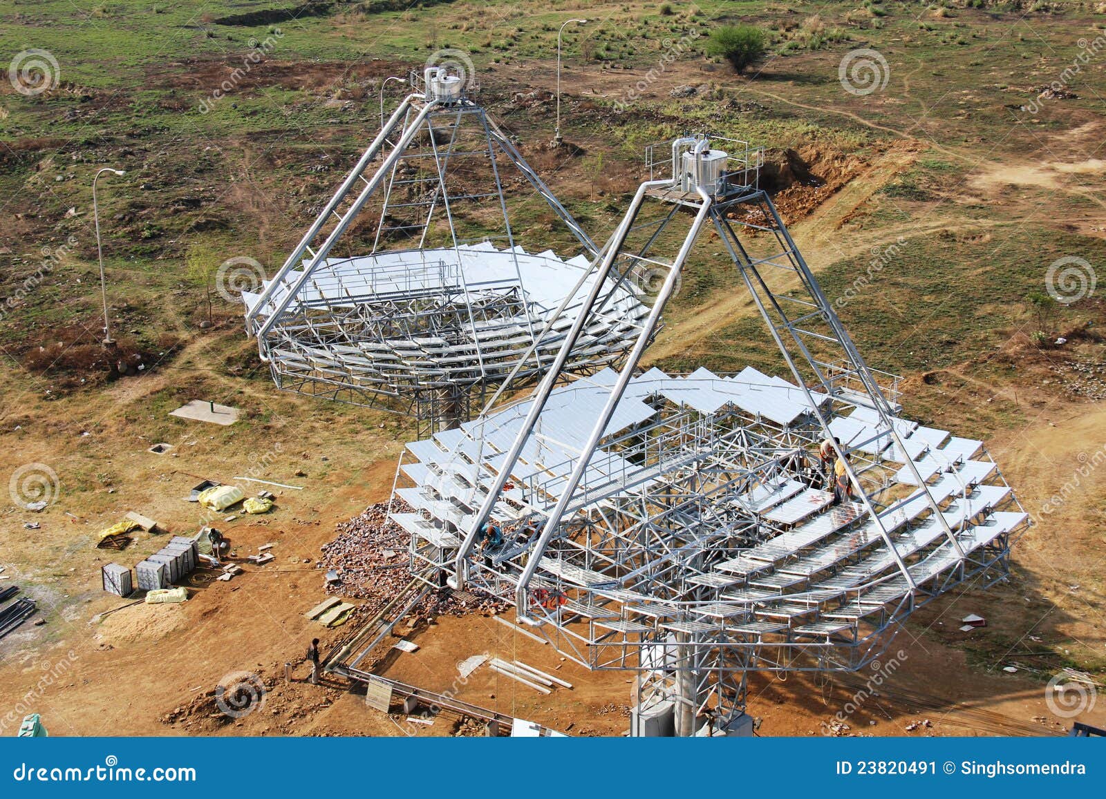 Two Under Constructed Parabolic Dish Solar Reflect Editorial Photo ...