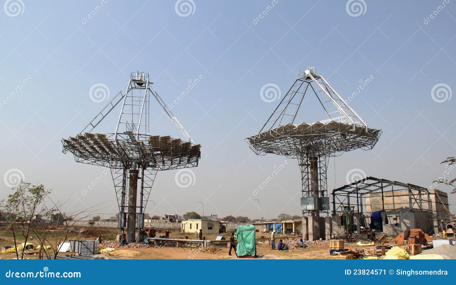 Two Under Constructed Parabolic Dish Solar Reflect Editorial Photo ...