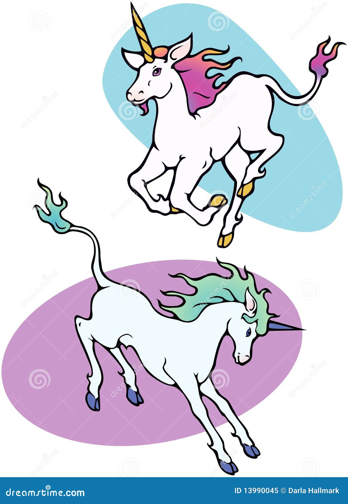 Two Unicorns stock vector. Illustration of blue, imaginary - 13990045