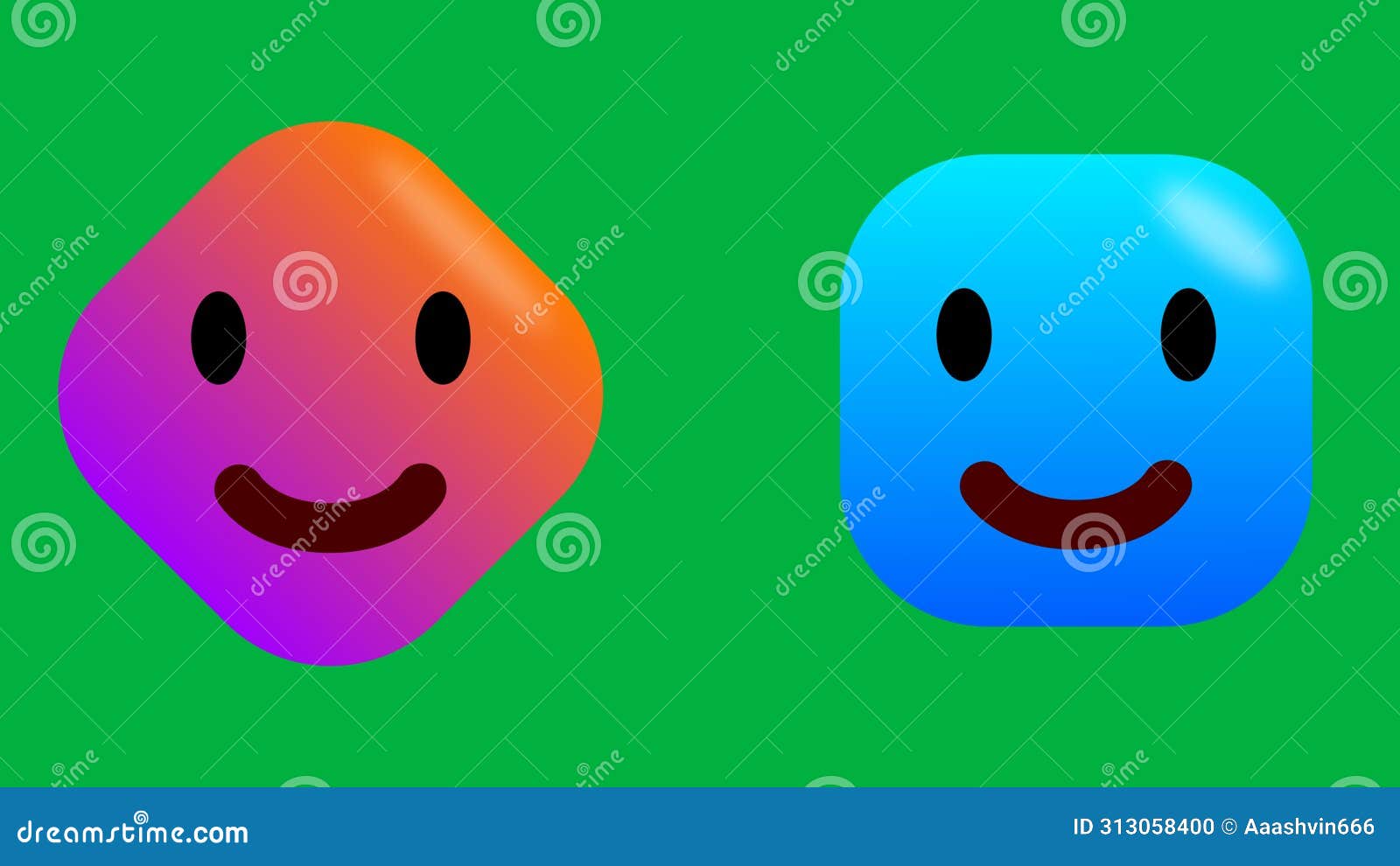 Two Unique Smiling Emoji in Two Different Gradient Colours Stock ...