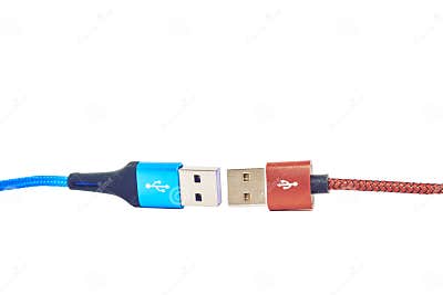Two Universal Serial Bus Cables on a White Background Stock Image ...