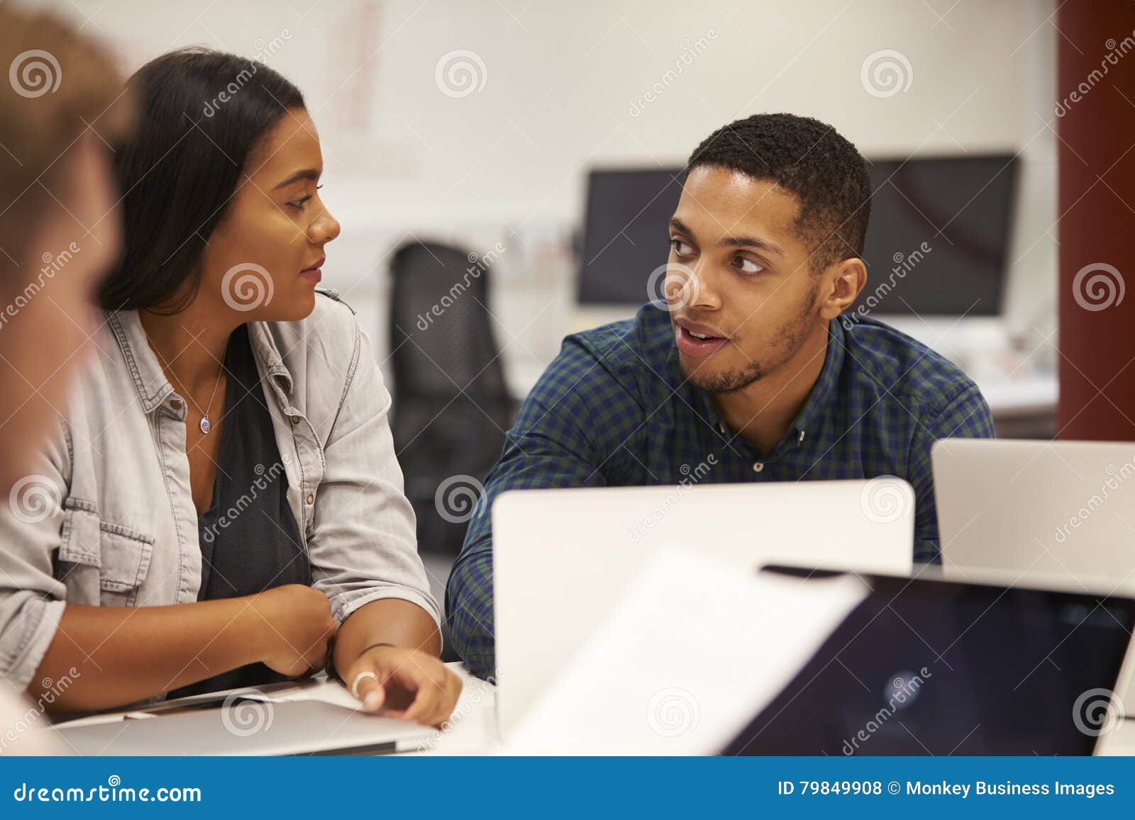 Two University Students Collaborating on Project Stock Photo - Image of ...