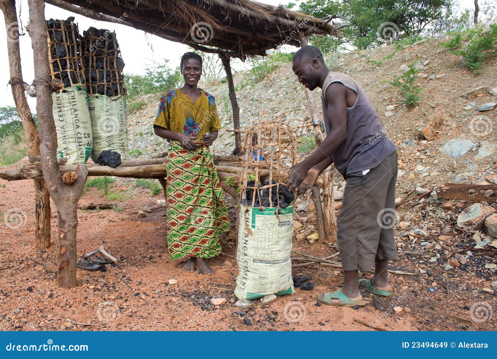 Two Unknown People Sell Charcoal at Roadside Editorial Stock Image ...