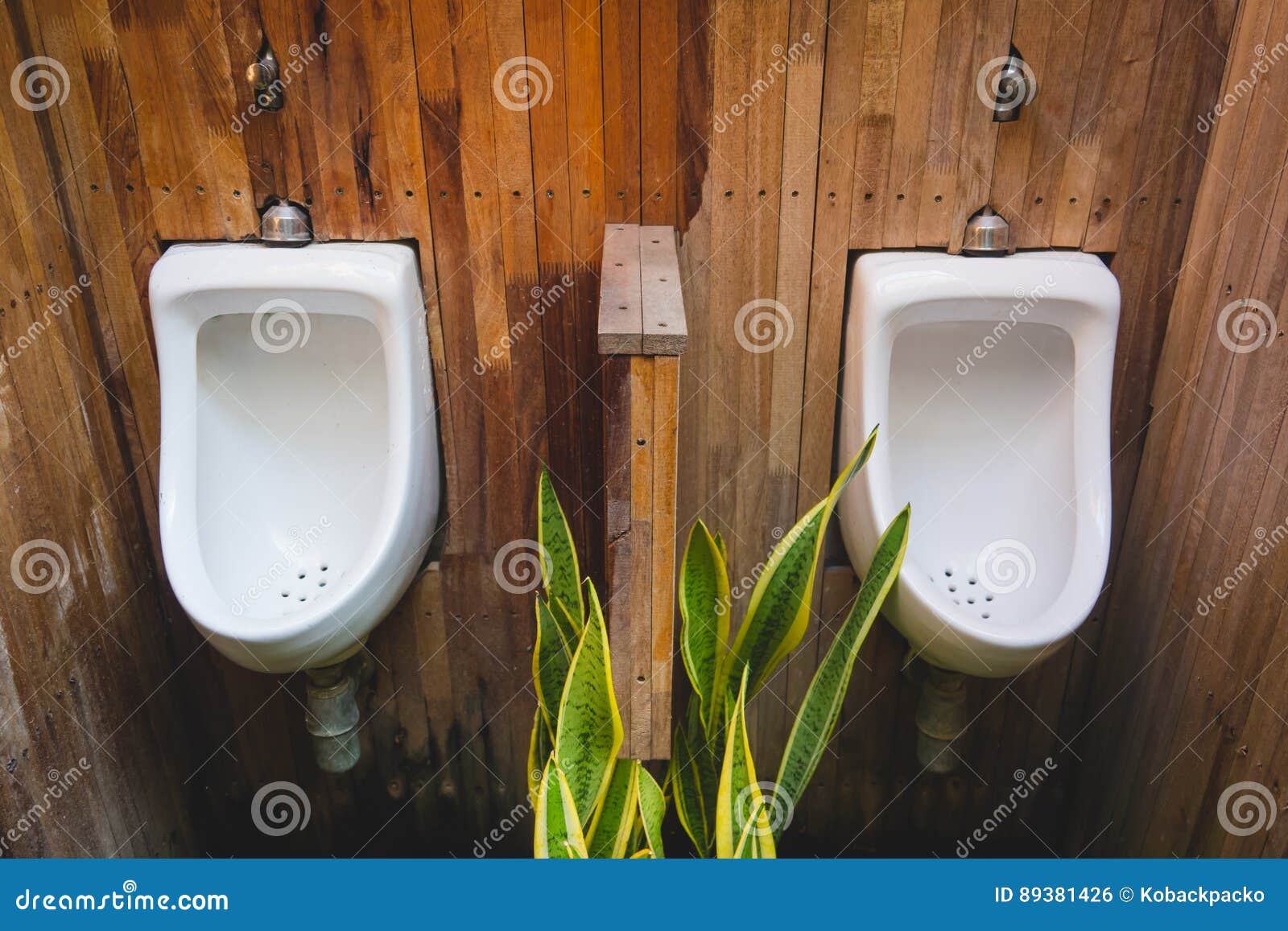Two Urinal Hang on Wood Wall , Diy Decoration. Stock Photo - Image of ...