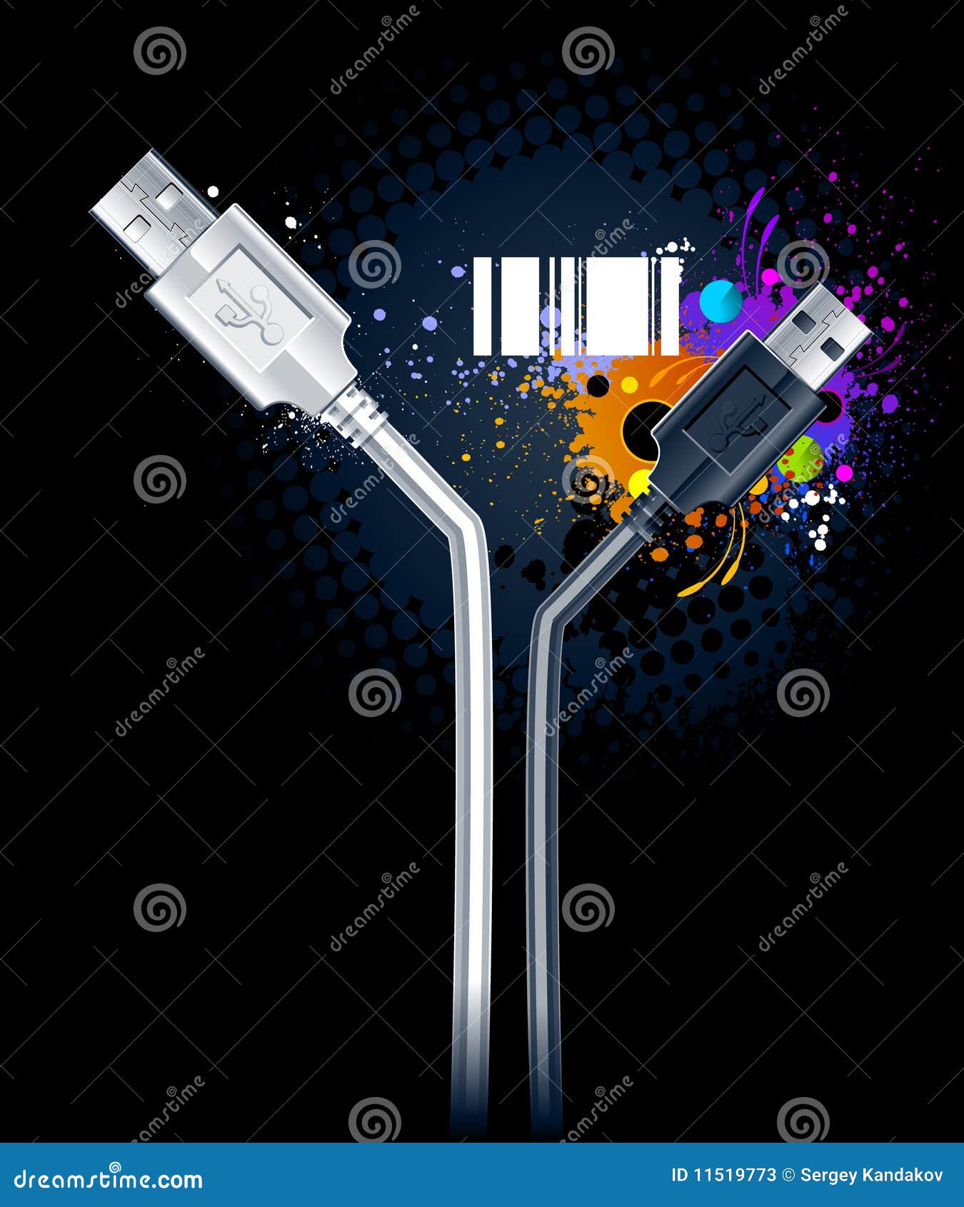 Two USB cables stock vector. Illustration of dirty, hardware - 11519773