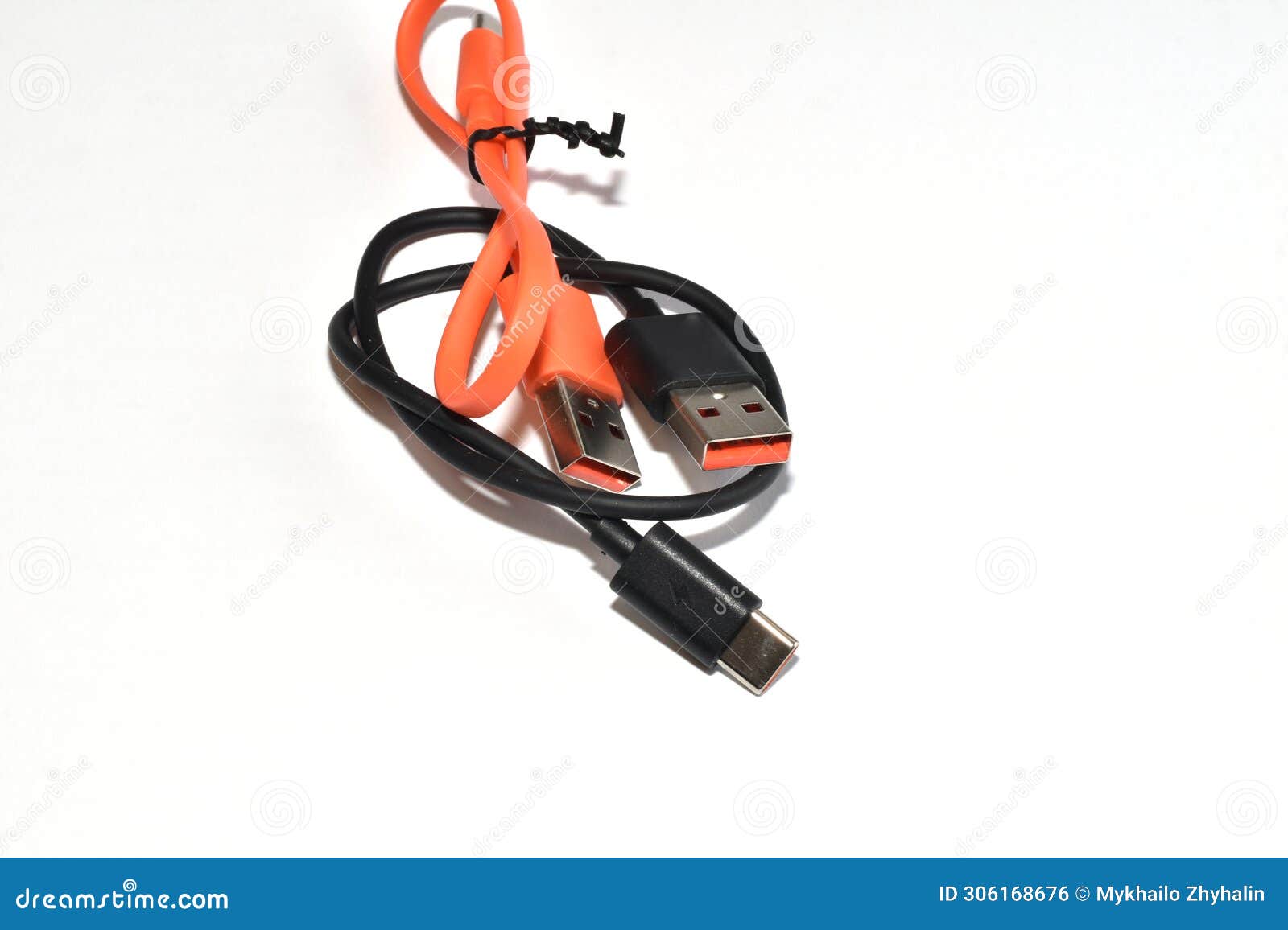 Two USB Cables are Lying on the Table. Stock Photo - Image of ...