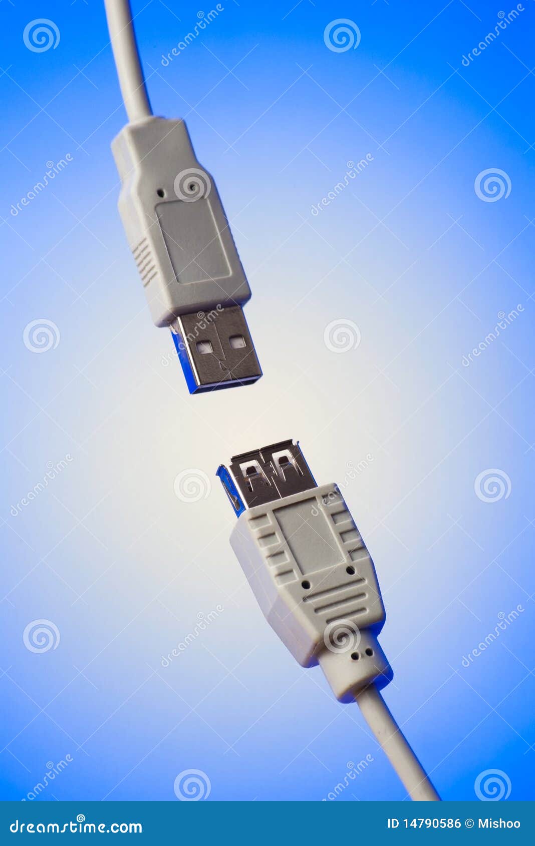 Two usb plugs on blue stock photo. Image of transfer - 14790586