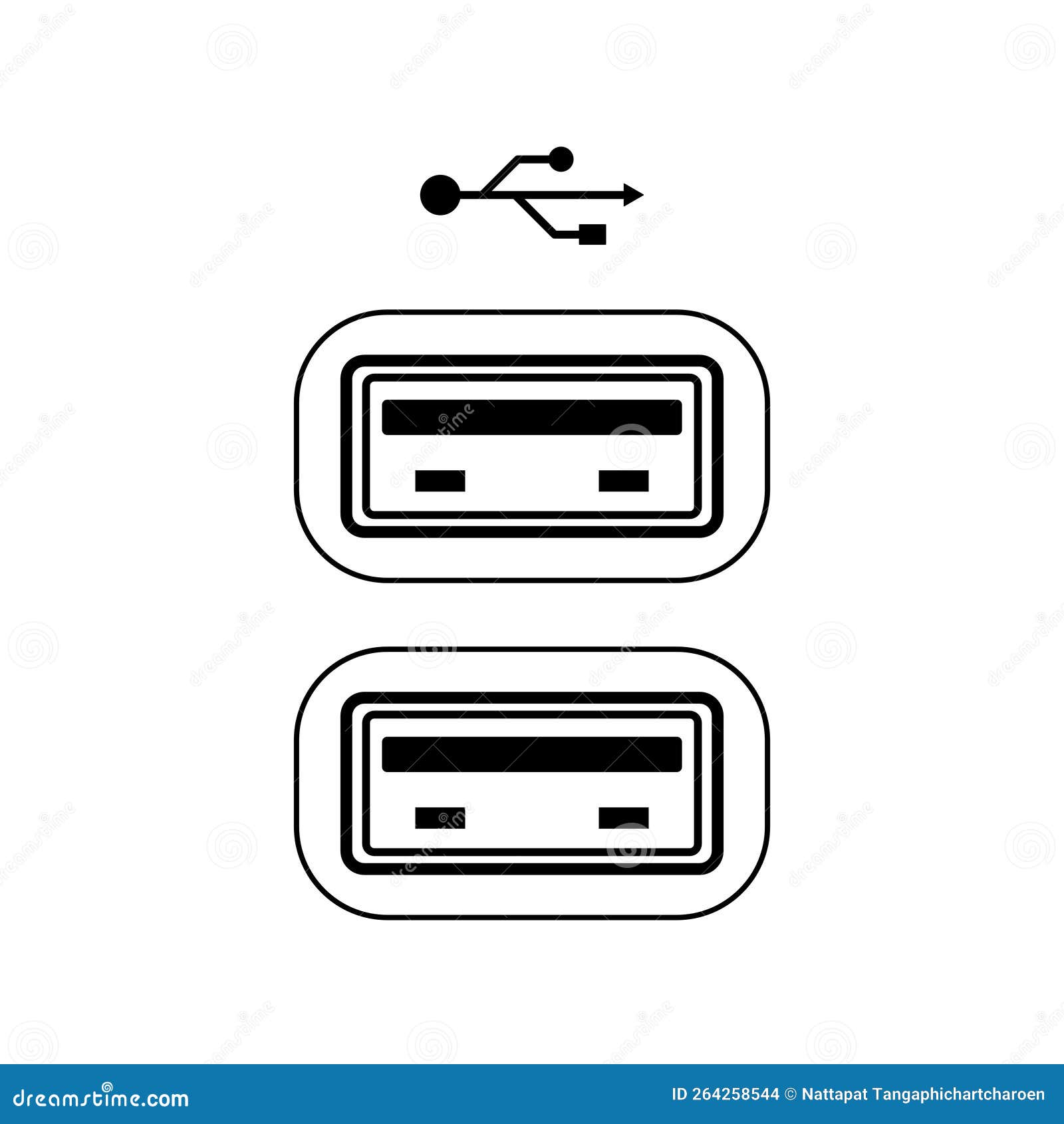 Two usb port type a icon stock vector. Illustration of cable - 264258544