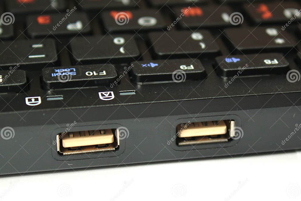 Two USB Ports on Computer Keyboard with Integrated USB Hub Stock Image ...