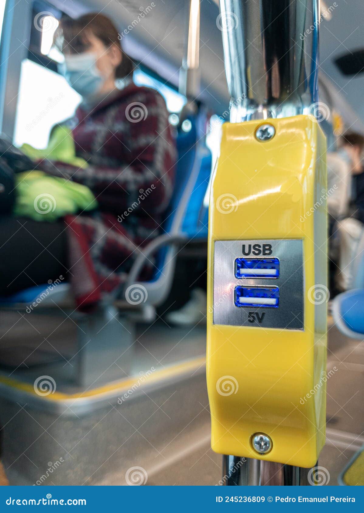 Two USB 5V Connections Installed on a Public Passenger Transport Bus ...