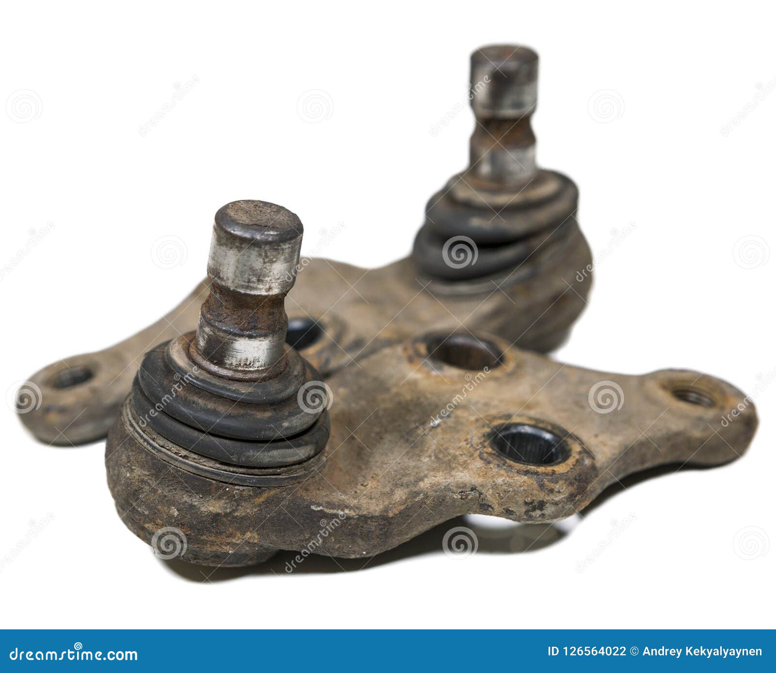 Two Used Rusty Dysfunctional Suspension Ball Joints, Isolated on a ...