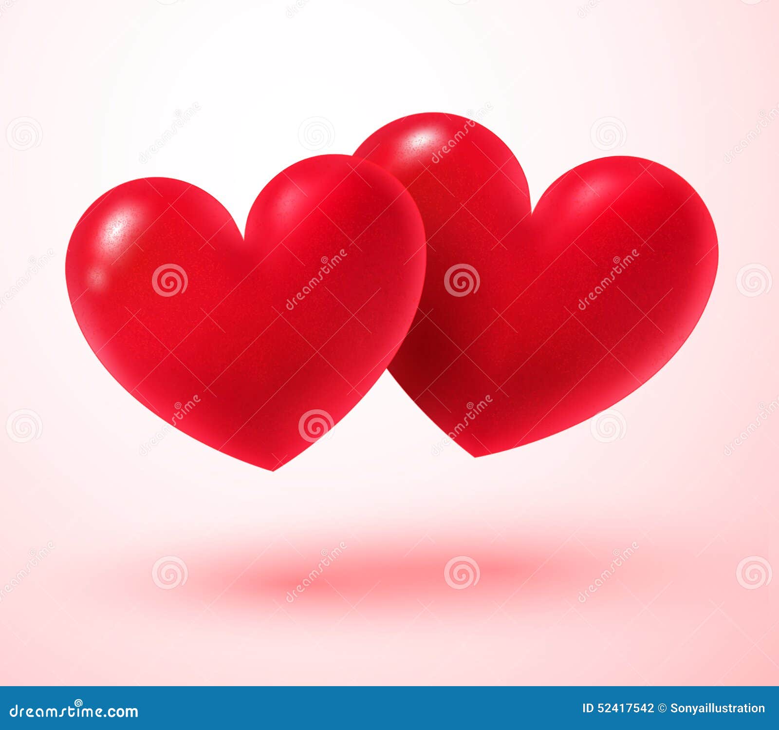 Two Valentine hearts stock vector. Illustration of greeting - 52417542