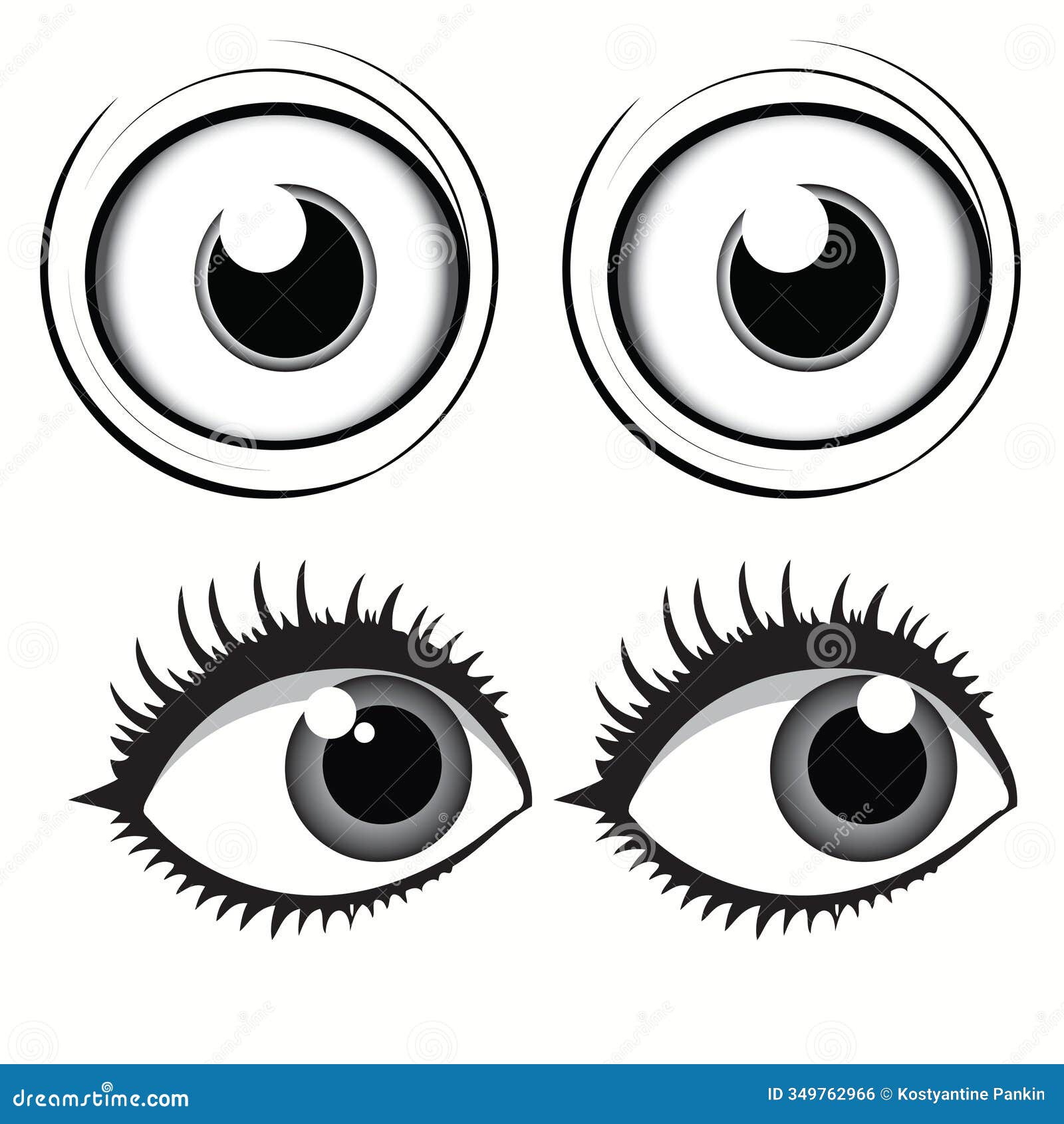 Variants of cartoon eyes stock vector. Illustration of variants - 349762966