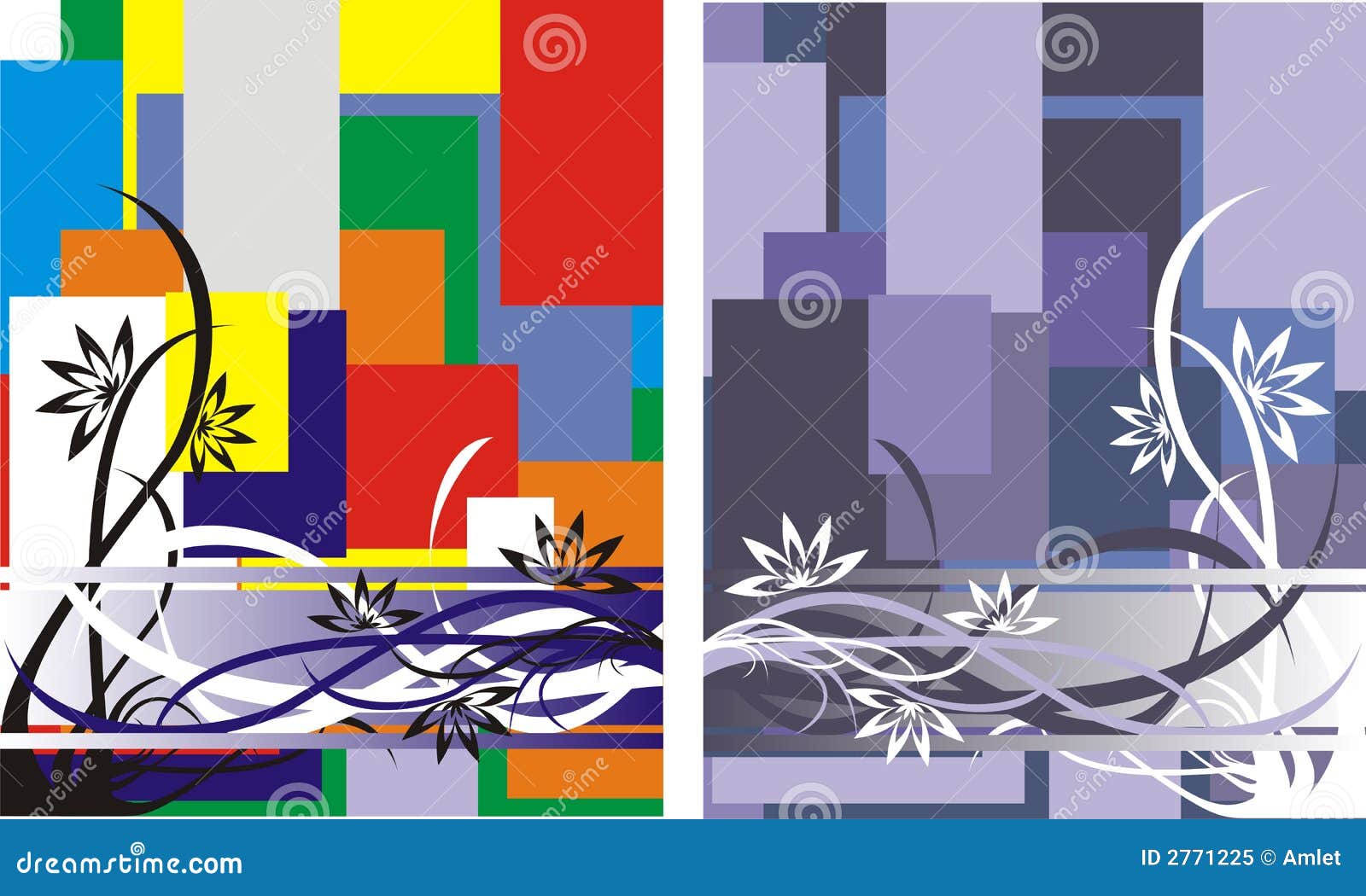 Two variants of a pattern stock illustration. Illustration of plant ...