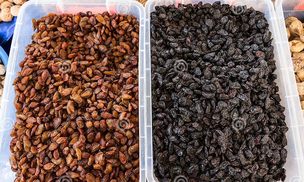 Two varieties of raisins stock image. Image of berries - 42364065