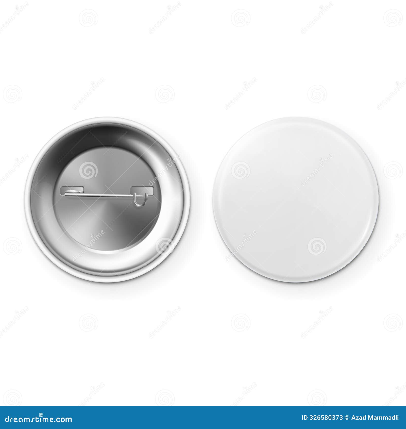 Two Vector Buttons, One Front, One Back, Pin Attachment Stock ...