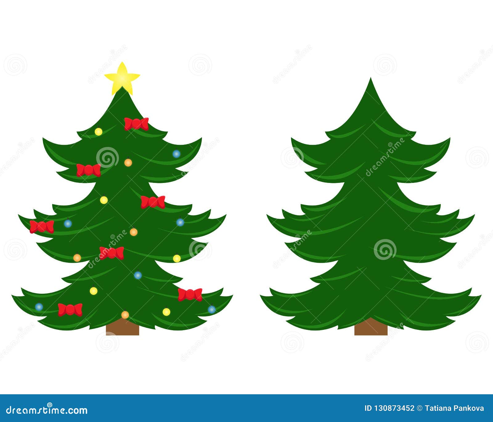 Two Vector Christmas Trees. Christmas Tree before Decorating and after ...