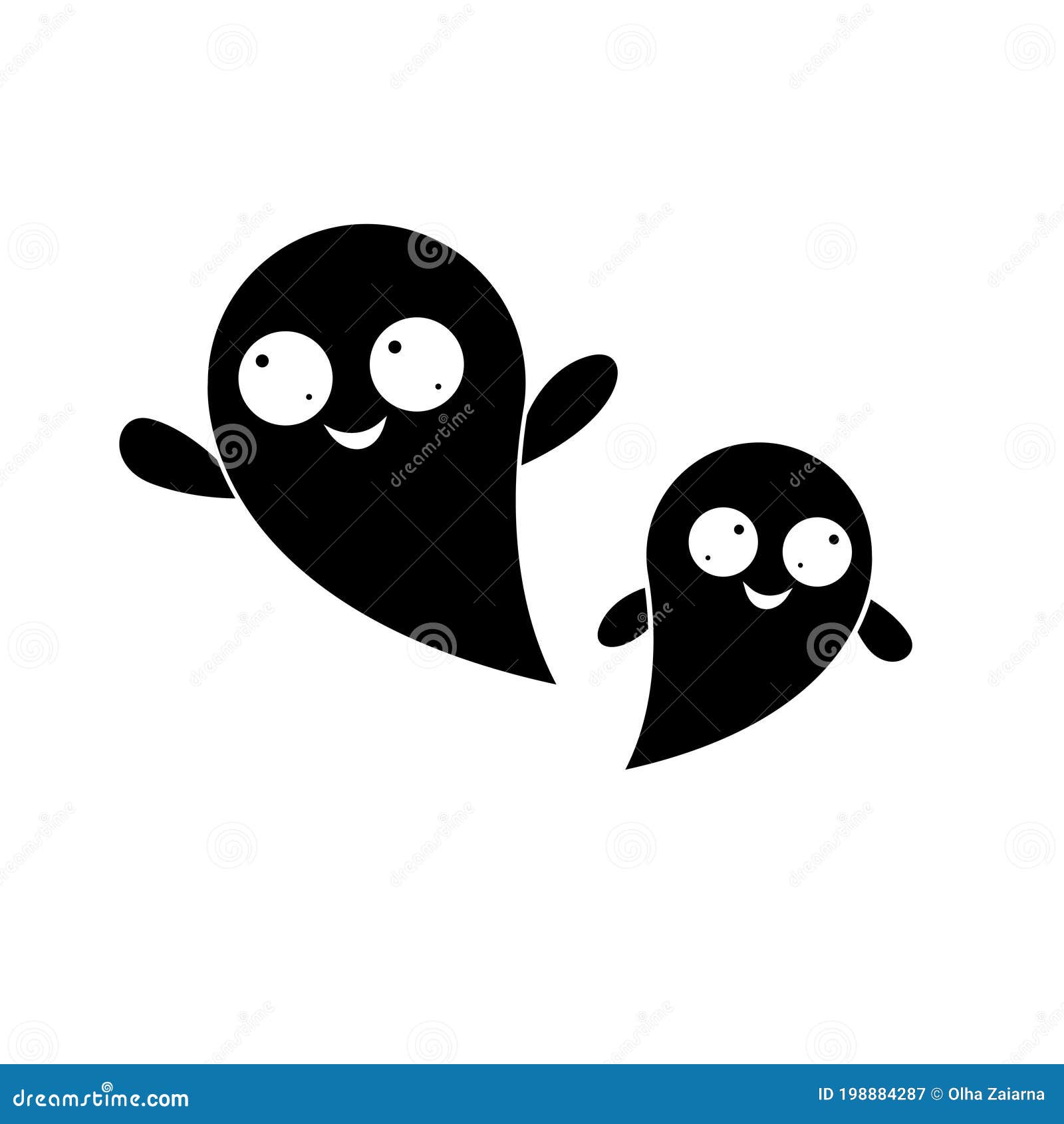 Two Vector Ghosts in Cartoon Style. Halloween Characters for Decoration ...