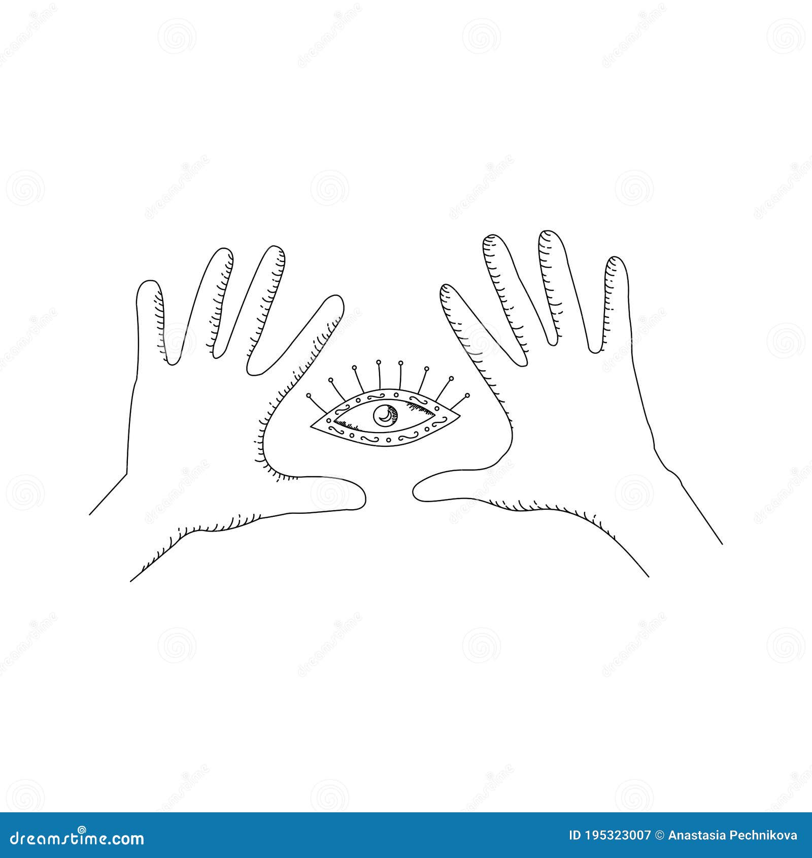 Two Vector Hands Illustration with Magic Eye. Stock Vector ...