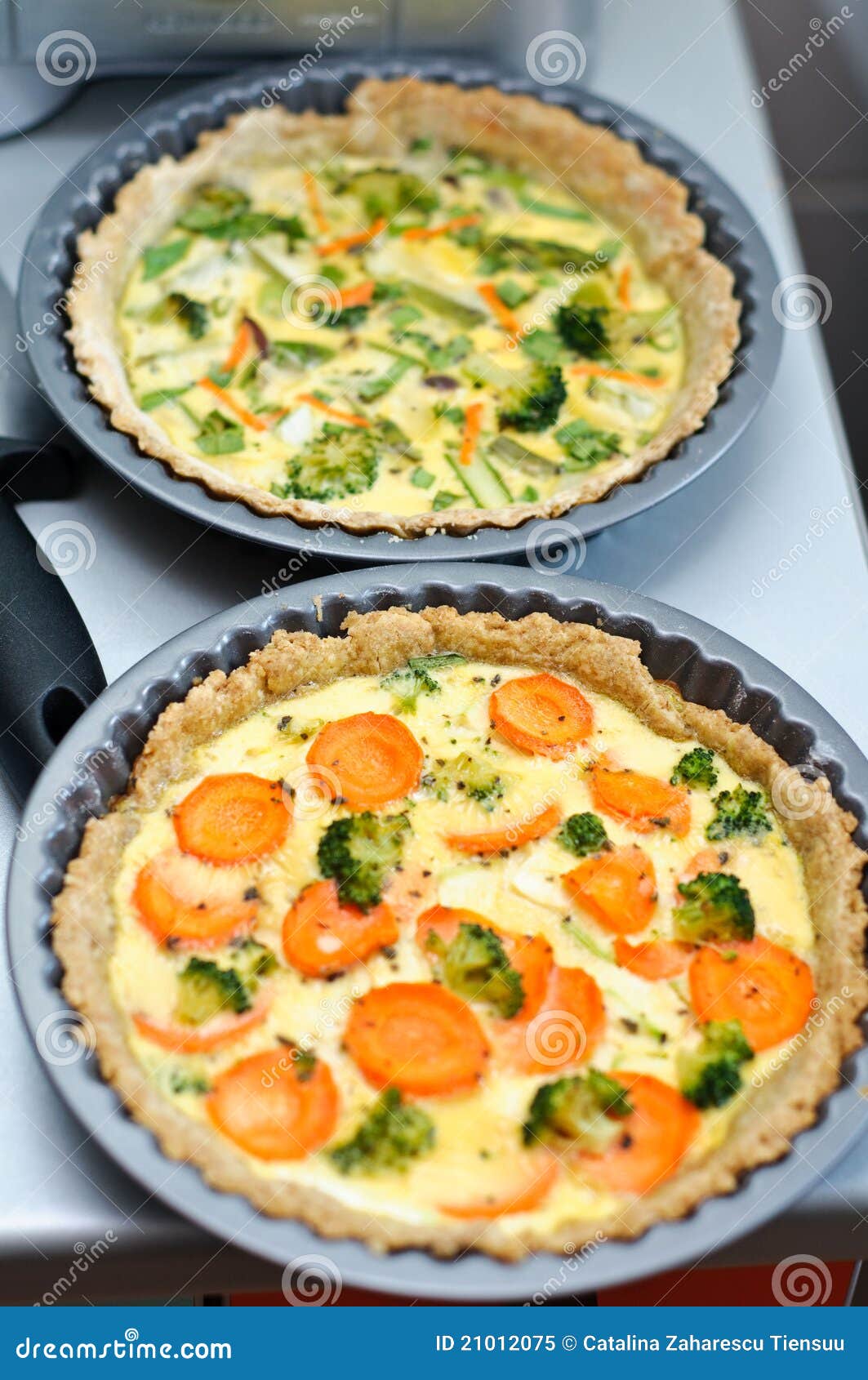 Two vegetable quiches stock image. Image of cheese, cooking - 21012075