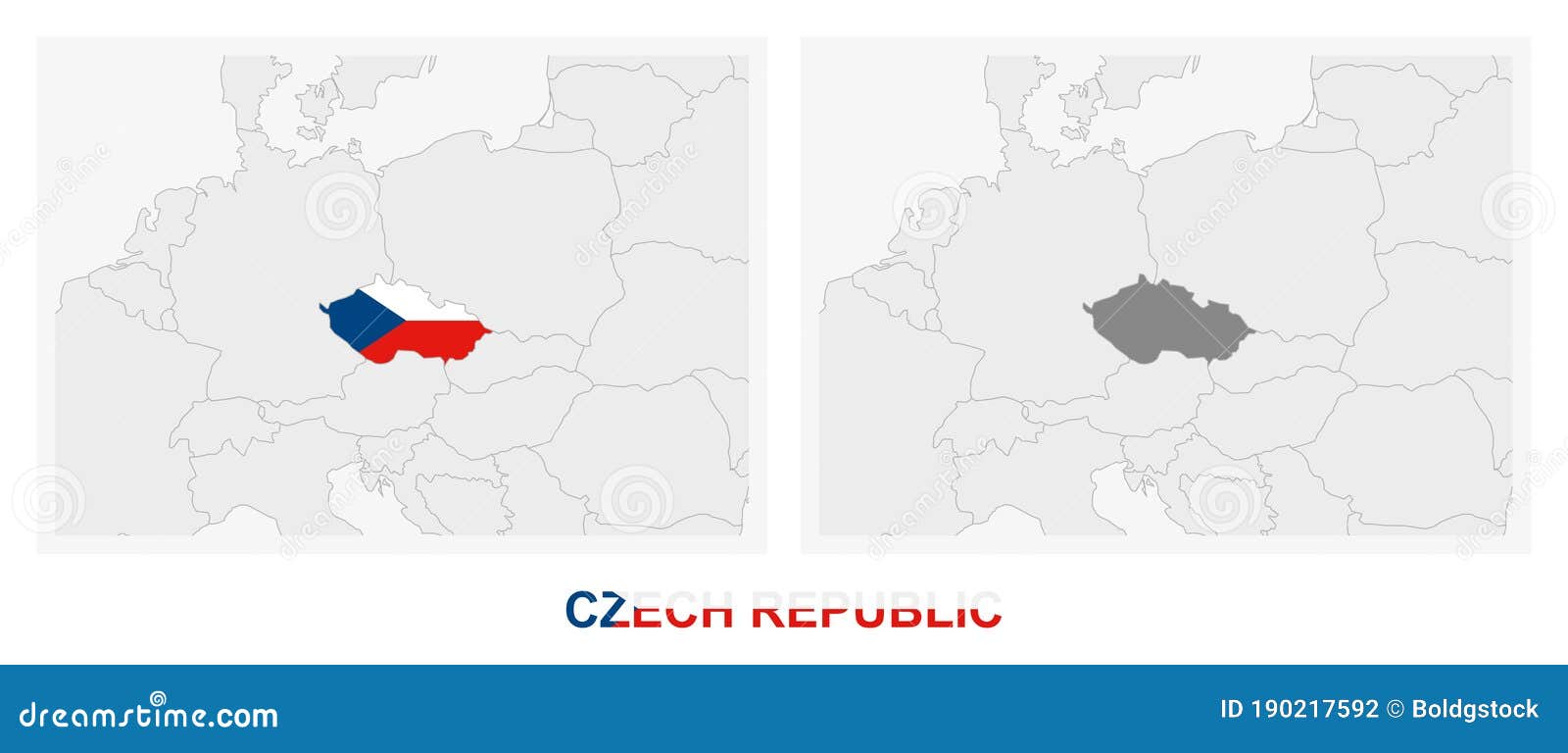 Two Versions of the Map of Czech Republic, with the Flag of Czech ...