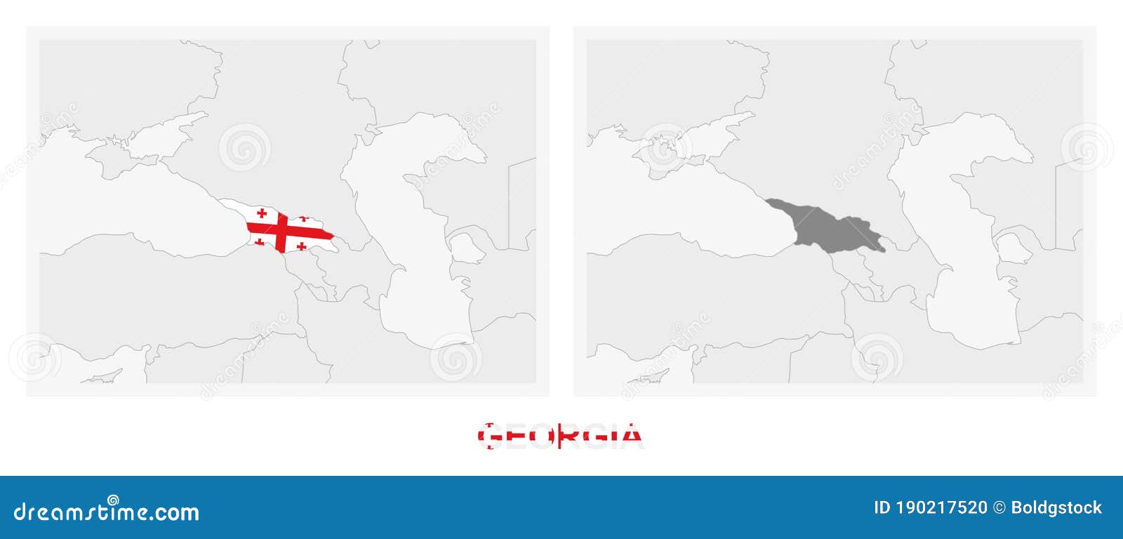 Two Versions of the Map of Georgia, with the Flag of Georgia and ...